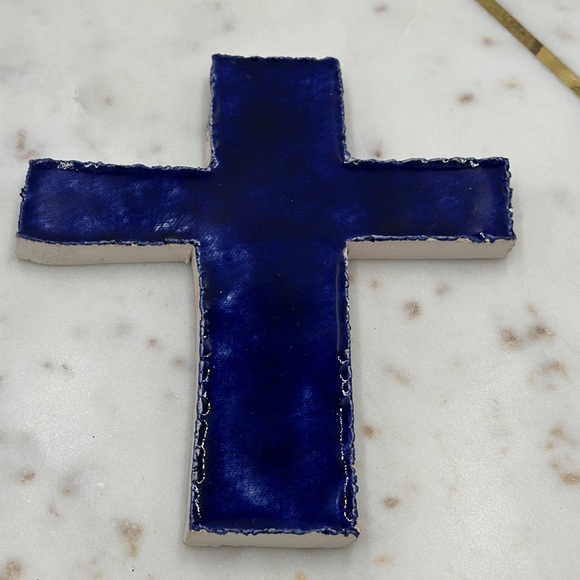 Accents | Ceramic Cobalt Blue Cross | Poshmark